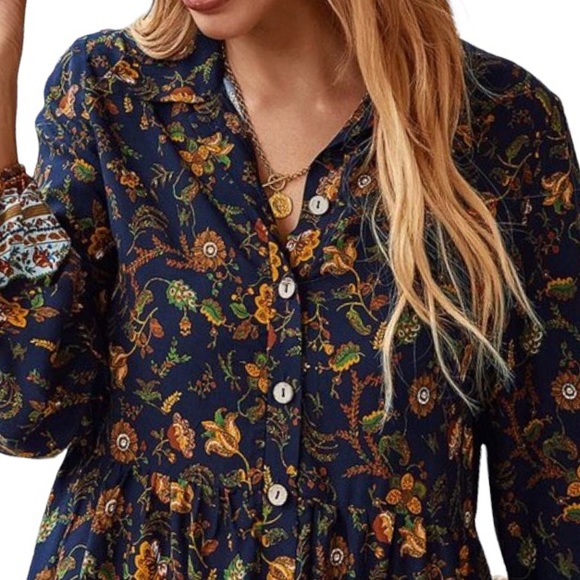 Tops | Heritage Floral Print Boho Top | Poshmark